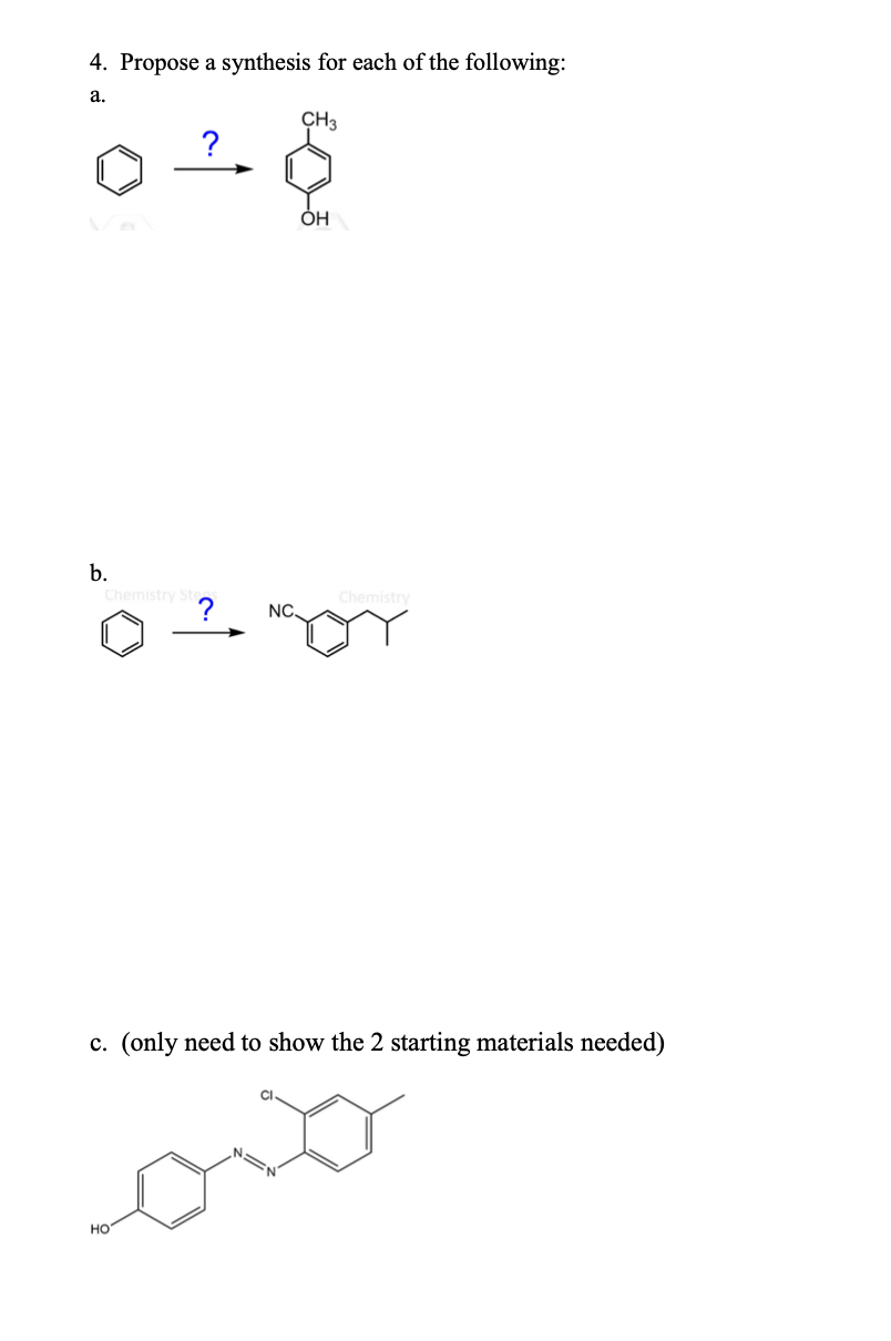 Solved Propose a synthesis for each of the following: | Chegg.com