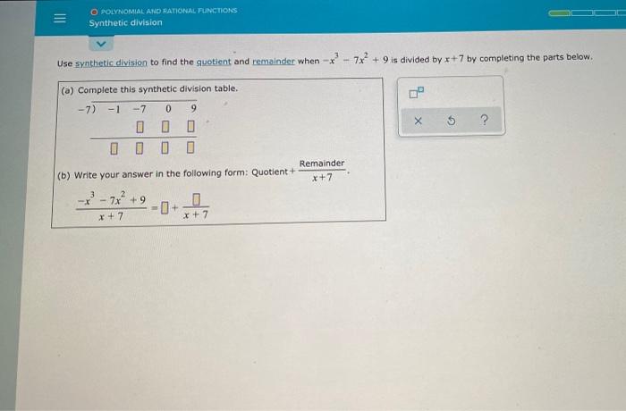 Solved O POLYNOMIAL AND RATIONAL FUNCTIONS Synthetic | Chegg.com