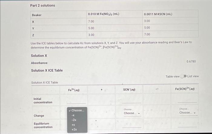 Part 2 solutions Use the ICE tables below to | Chegg.com
