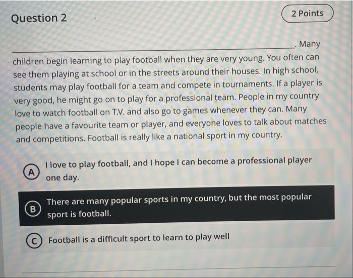 children begin learning to play football when they | Chegg.com