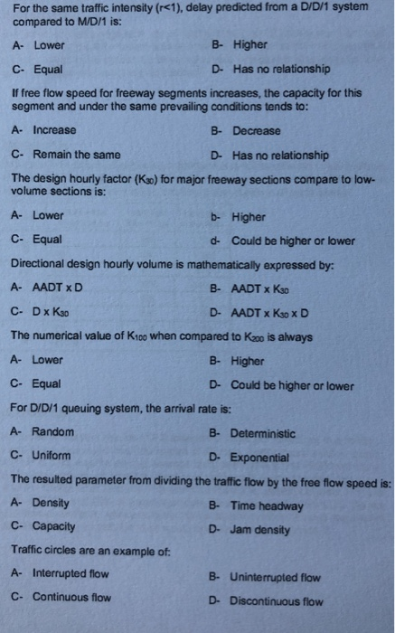 Solved For the same traffic intensity (r