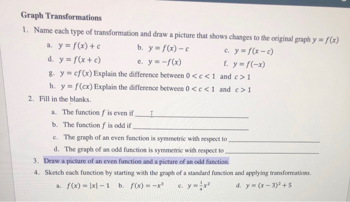 Solved Graph Transformations 1. Name each type of | Chegg.com