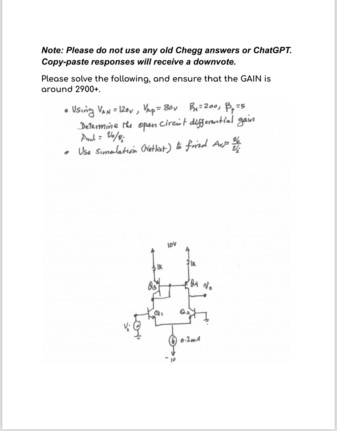 Solved Note: Please do not use any old Chegg answers or | Chegg.com