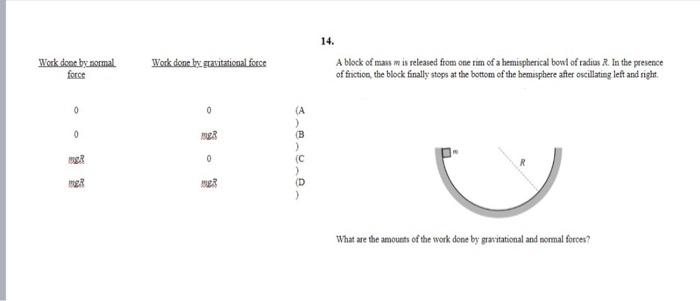 Solved A block of mas m is released from one rim of a | Chegg.com