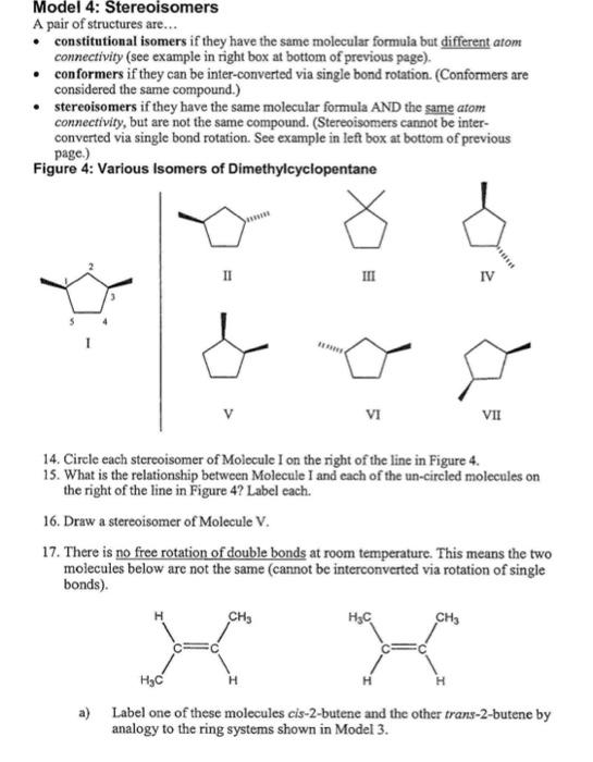 Solved Model 4: Stereoisomers A pair of structures are... • | Chegg.com