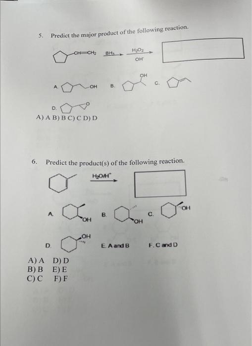 Solved 5. Predict the major product of the following | Chegg.com