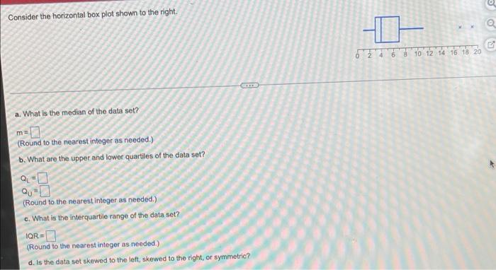 Solved Consider the horizontal box plot shown to the right | Chegg.com