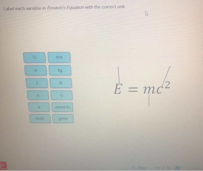 Solved Label each variable in Einstein's Equation with the | Chegg.com