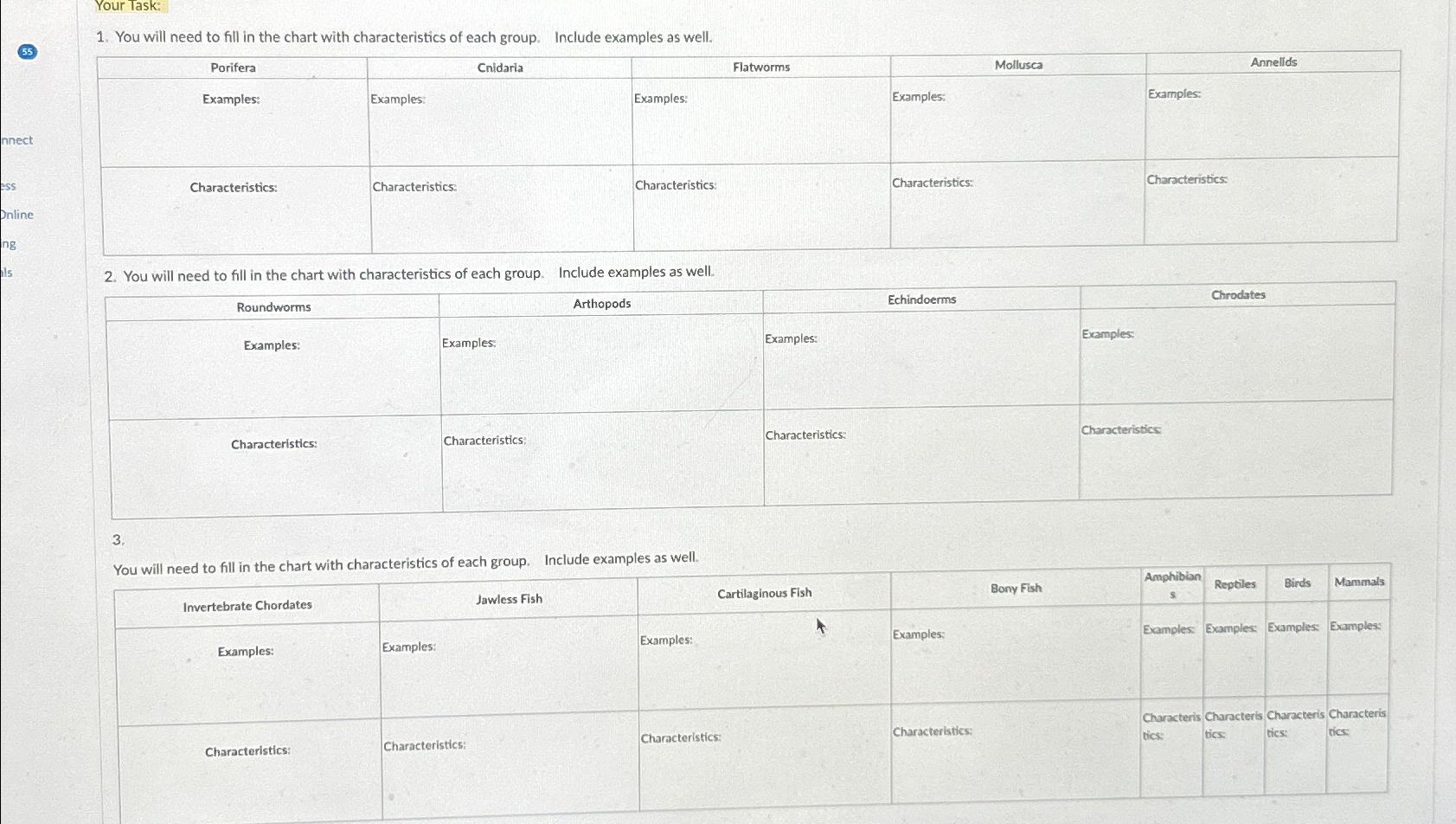 Solved Your Task:You will need to fill in the chart with | Chegg.com