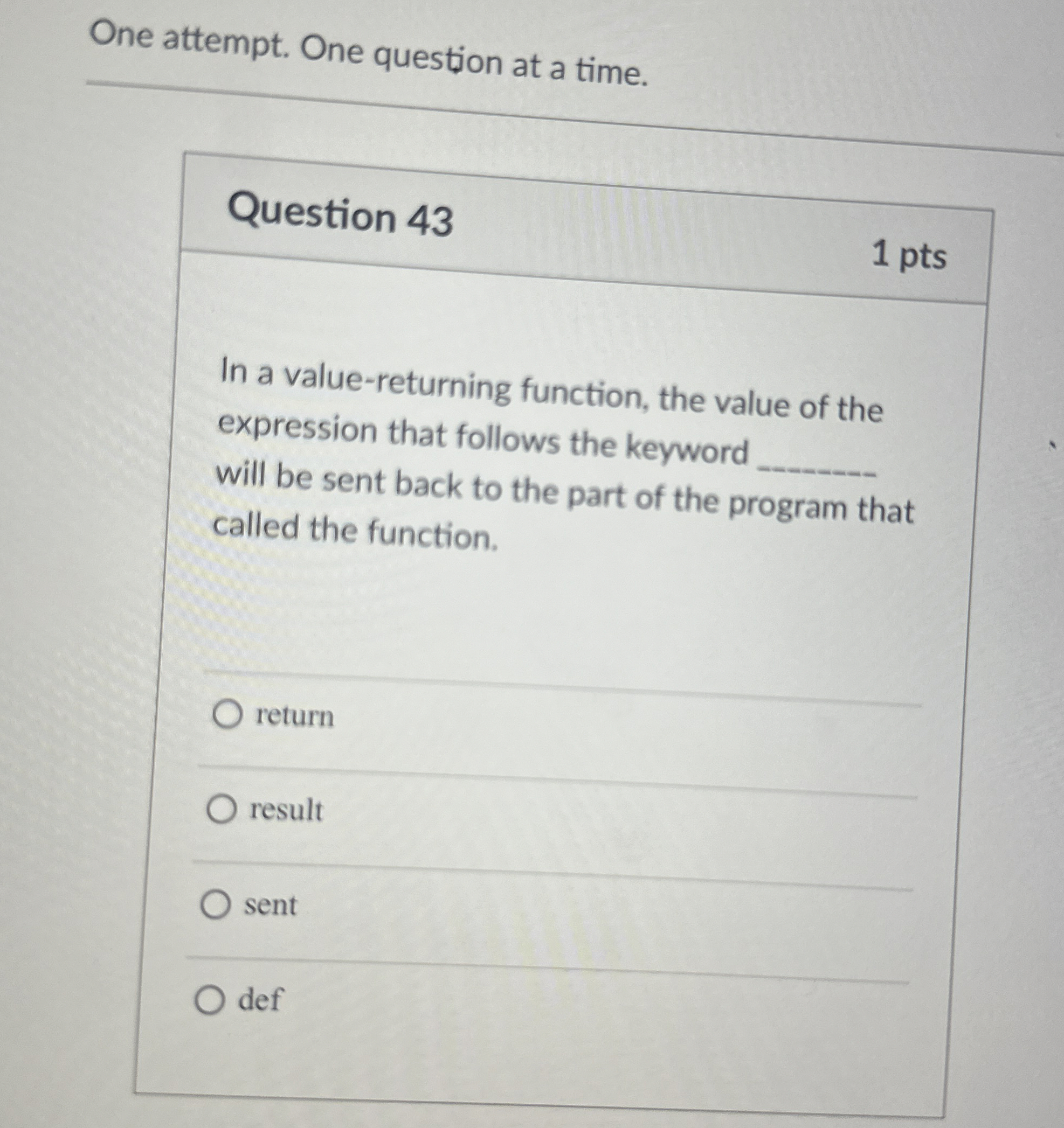 Solved Question 43in A Value Returning Function The Value 4050