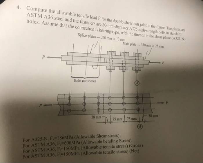 Solved 4. Compute the allowable tensile load P for the | Chegg.com