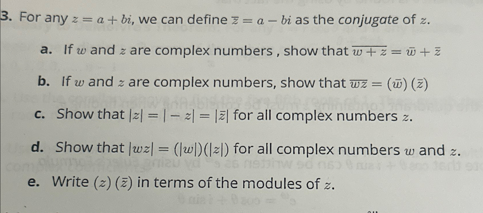 Solved For any z=a+bi, ﻿we can define ?bar (z)=a-bi ﻿as the | Chegg.com