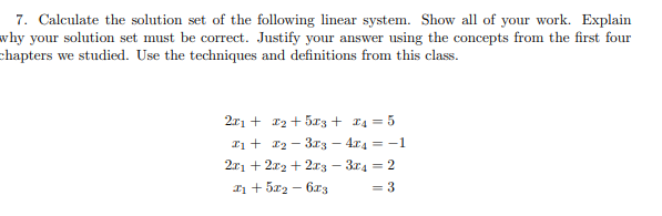 Solved Calculate the solution set of the following linear | Chegg.com