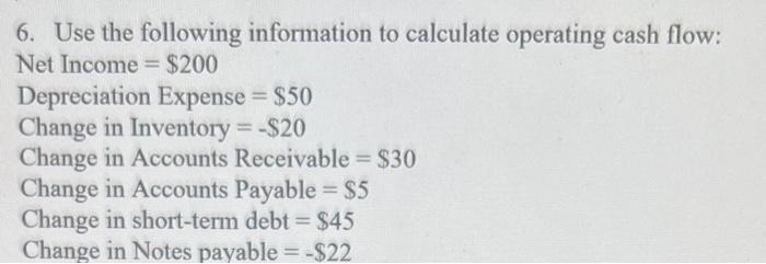 6. Use the following information to calculate | Chegg.com