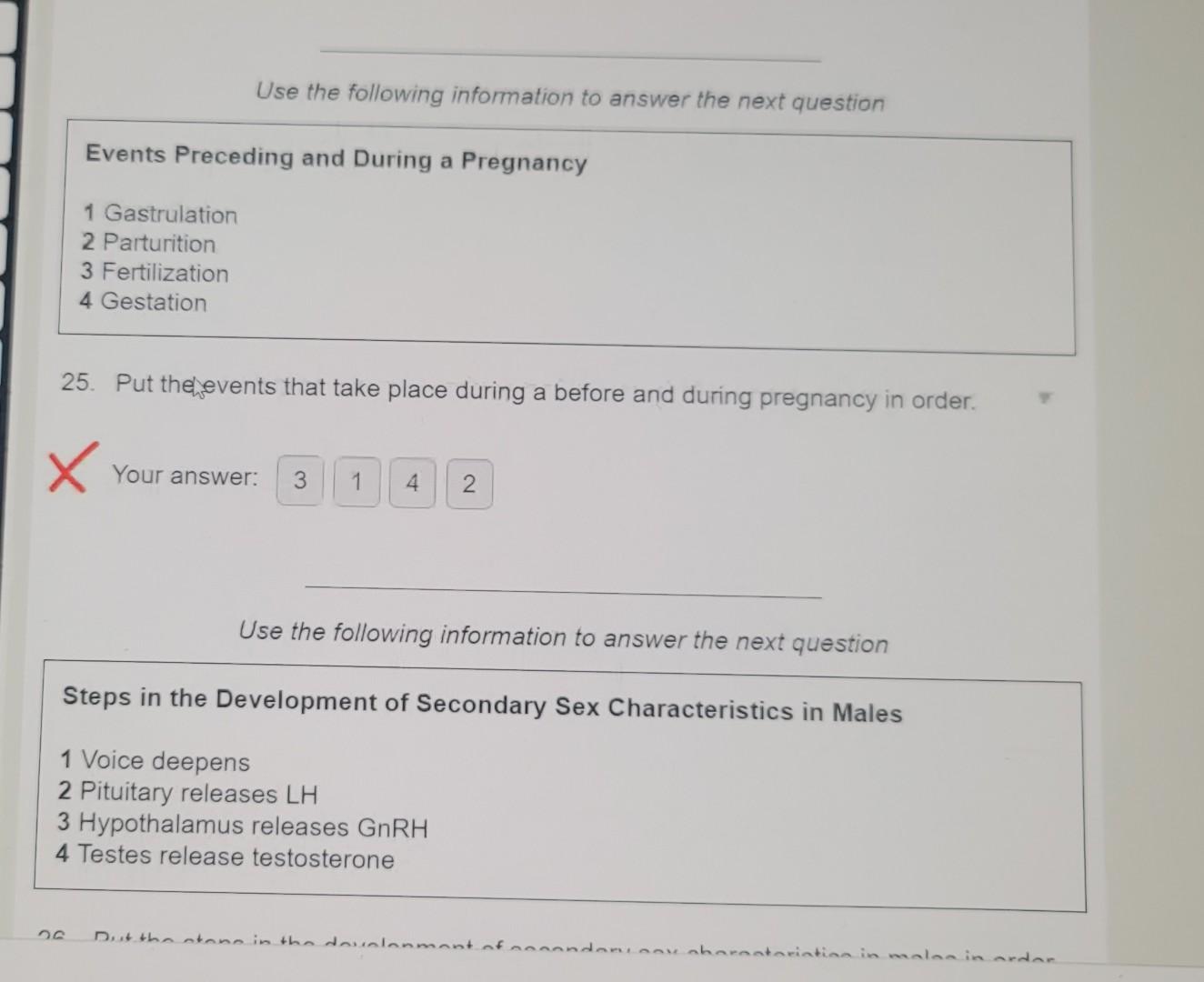 Solved Events Preceding and During a Pregnancy 1 | Chegg.com