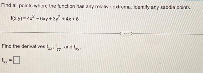 Solved Find all points where the function has any relative | Chegg.com