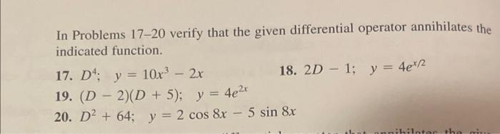 Solved In Problems 17-20 verify that the given differential | Chegg.com