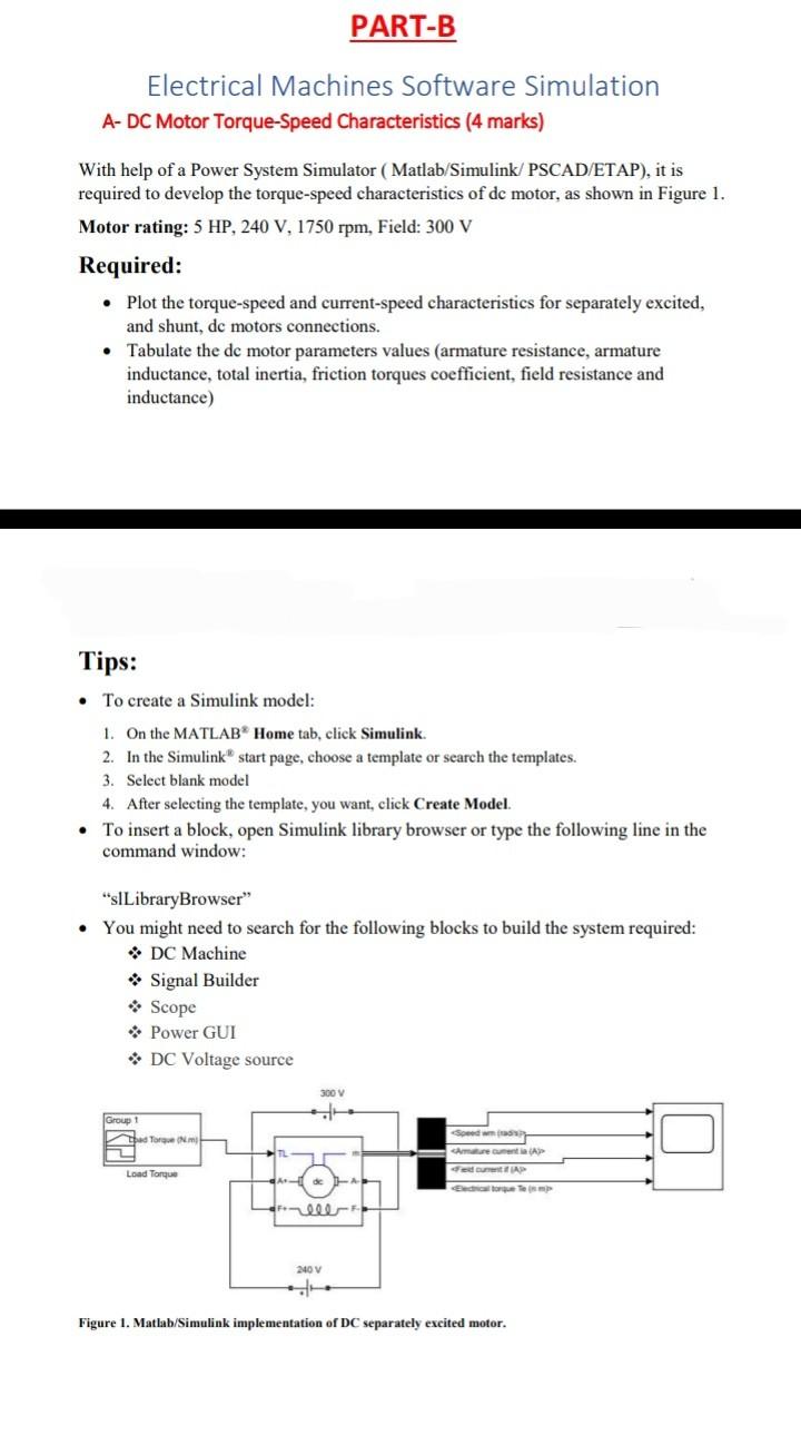 Solved Electrical Machines Software Simulation A- DC Motor | Chegg.com