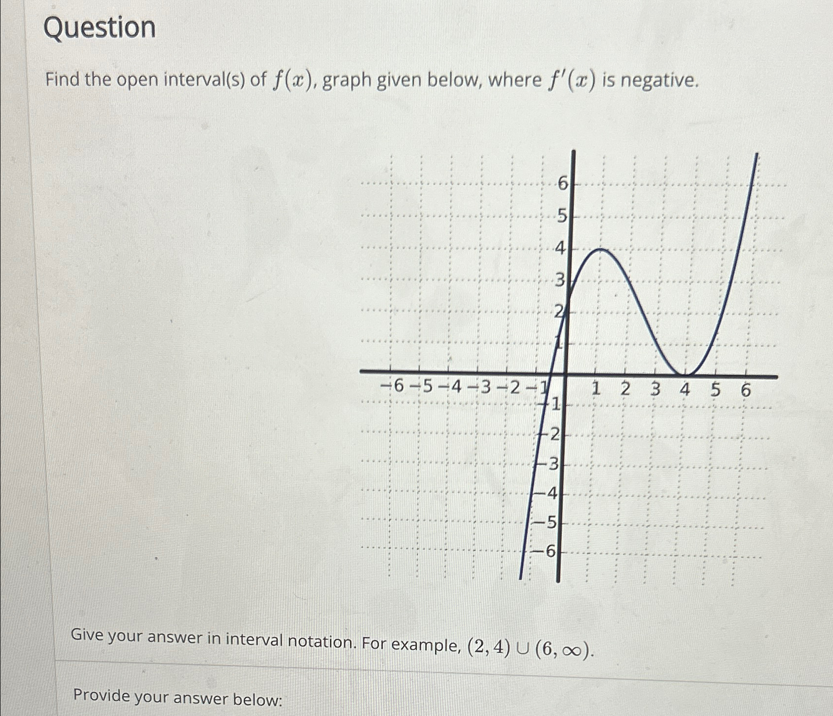 Solved QuestionFind the open interval(s) ﻿of f(x), ﻿graph | Chegg.com