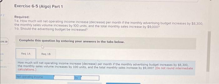 Solved Required information Exercise 6-5 (Algo) Changes in | Chegg.com