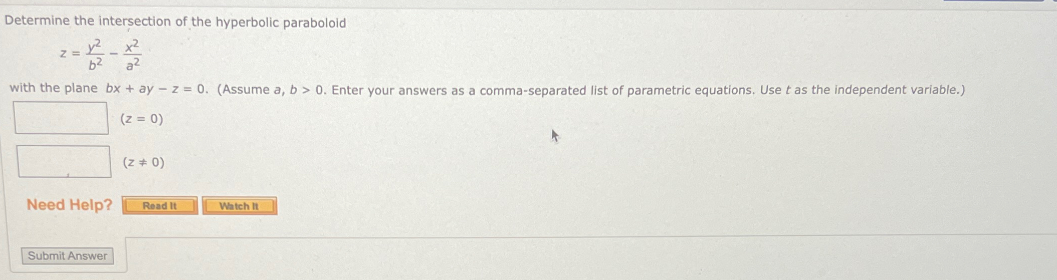 Solved Determine the intersection of the hyperbolic | Chegg.com
