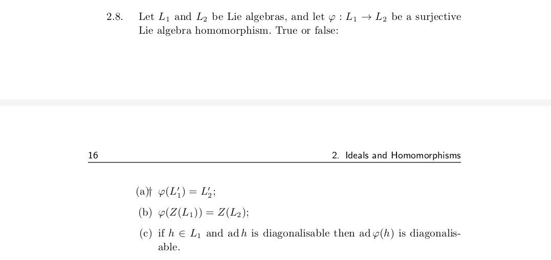 Solved 2.8. ﻿Let L1 ﻿and L2 ﻿be Lie algebras, and let | Chegg.com