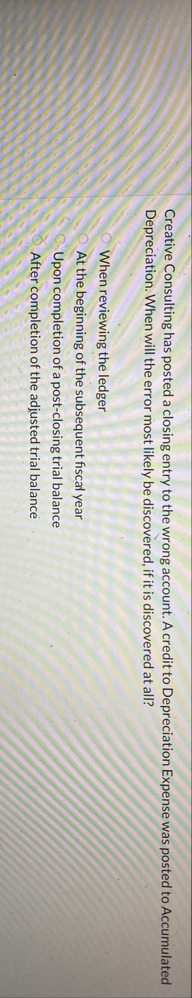 Creative Consulting has posted a closing entry to the | Chegg.com