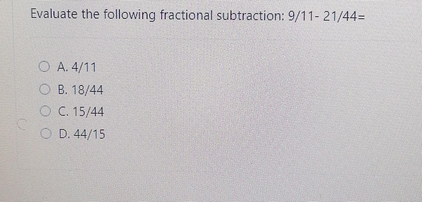Solved Evaluate the following fractional subtraction: | Chegg.com