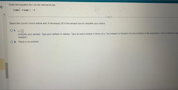 Solved Use an identity to solve the equation on the intorval | Chegg.com