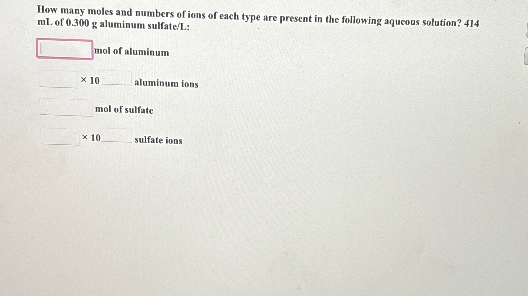 Solved How many moles and numbers of ions of each type are | Chegg.com