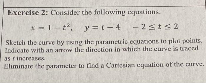 Solved Exercise 2: Consider the following equations. x = | Chegg.com
