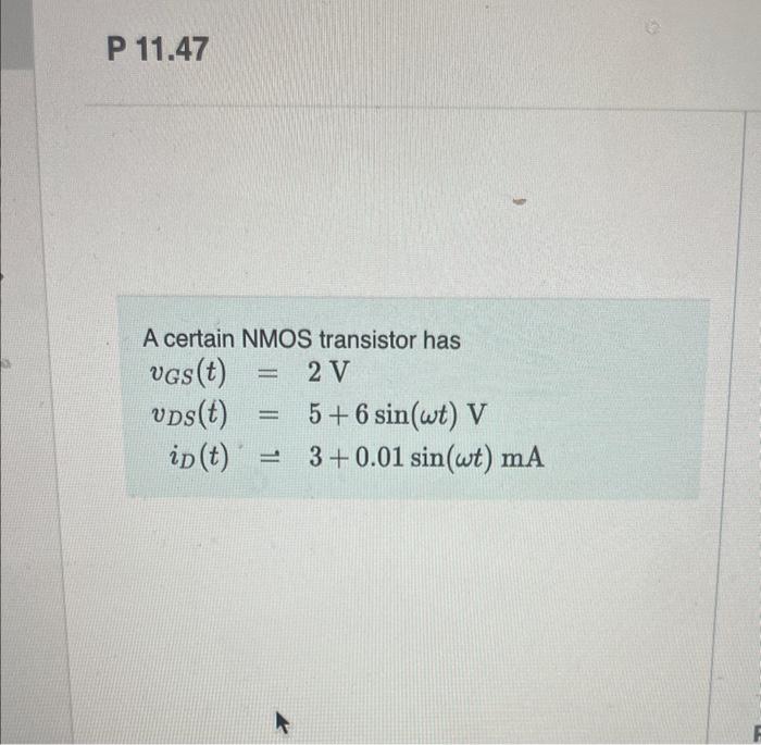 Solved A certain NMOS transistor has vGS(t)=2 V | Chegg.com