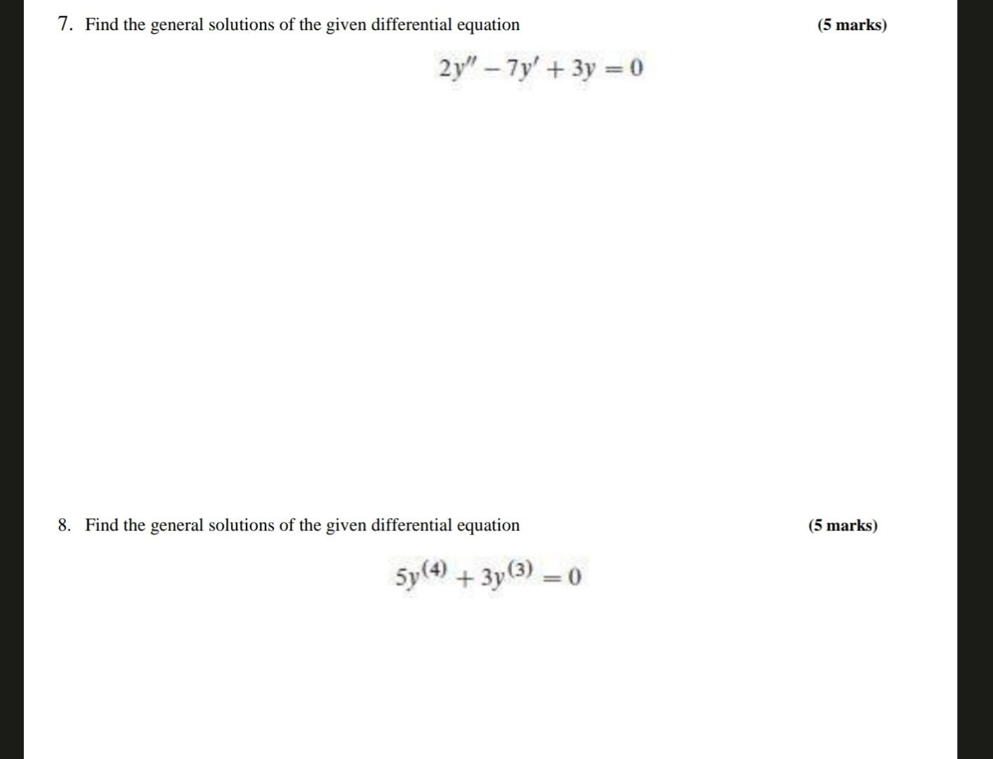 Solved 7. Find the general solutions of the given | Chegg.com