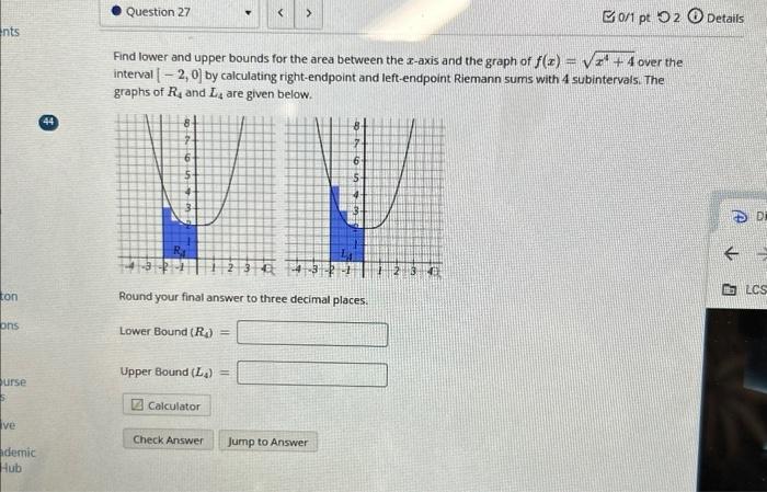 Solved Find lower and upper bounds for the area between the | Chegg.com