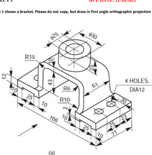 Solved ne block diagram but draw in third angle projection | Chegg.com