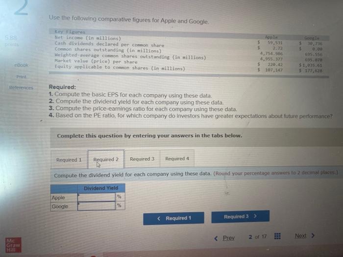 Solved Use the following comparative figures for Apple and | Chegg.com