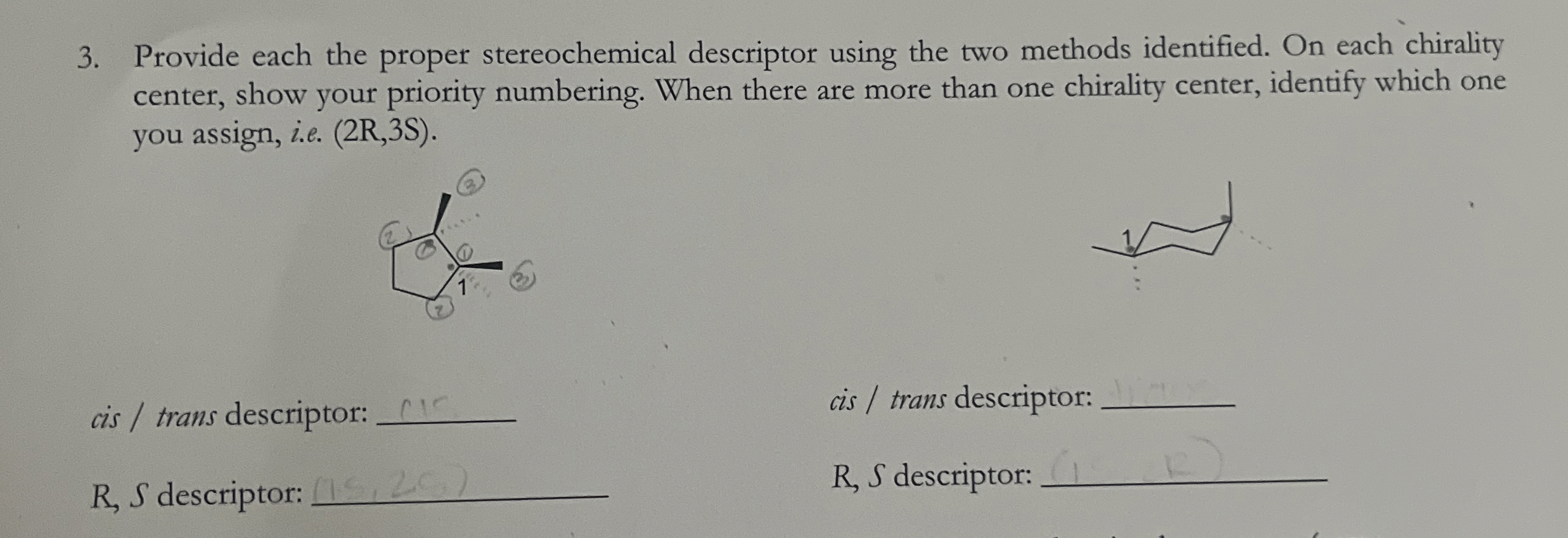 Solved Provide each the proper stereochemical descriptor | Chegg.com