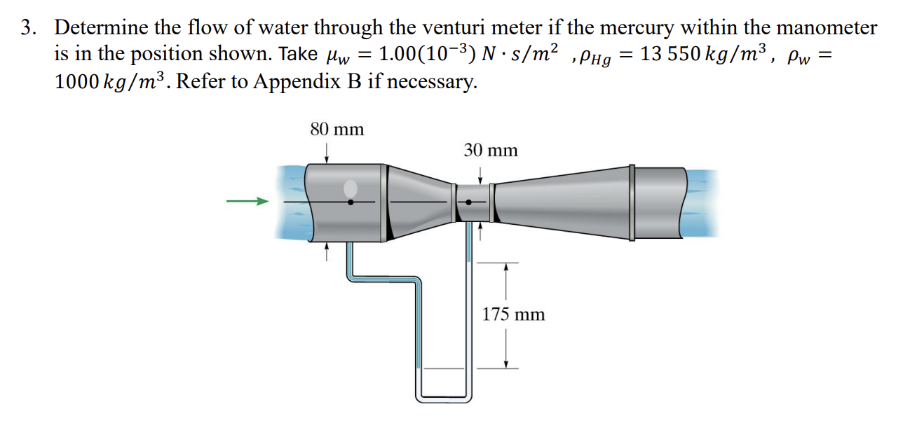 Solved Determine the flow of water through the venturi meter | Chegg.com