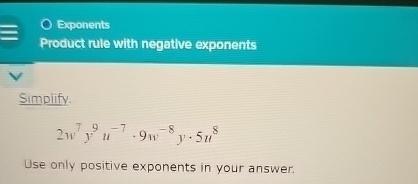 Solved ExponentsProduct rule with negative | Chegg.com