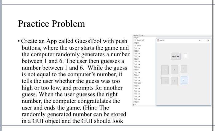 Solved - Create an App called Guess Tool with push buttons, | Chegg.com