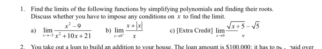 Solved Find the limits of the following functions by | Chegg.com