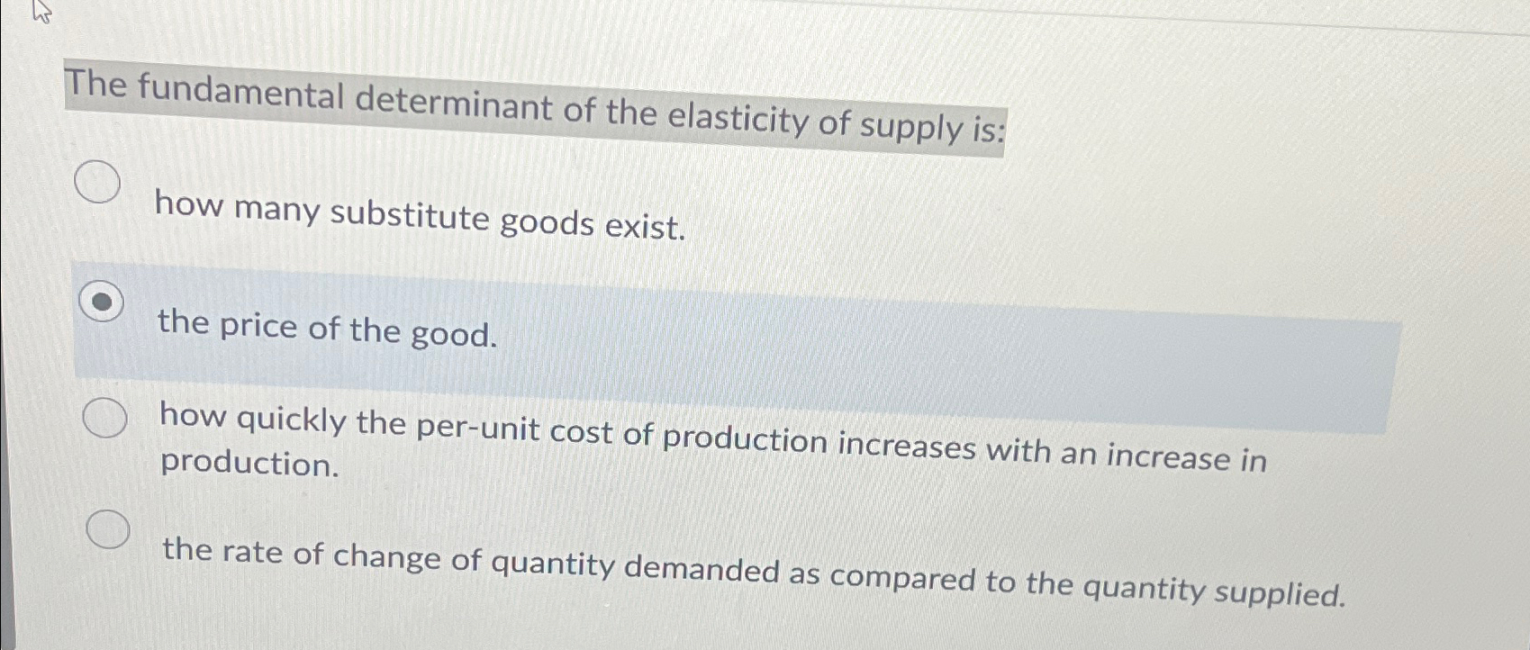 Solved The fundamental determinant of the elasticity of | Chegg.com