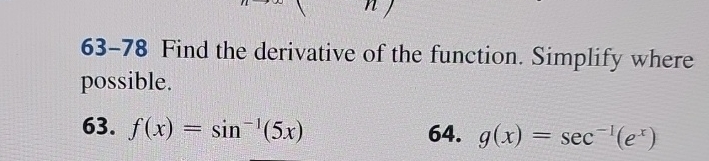 Solved 63-78 ﻿Find the derivative of the function. Simplify | Chegg.com