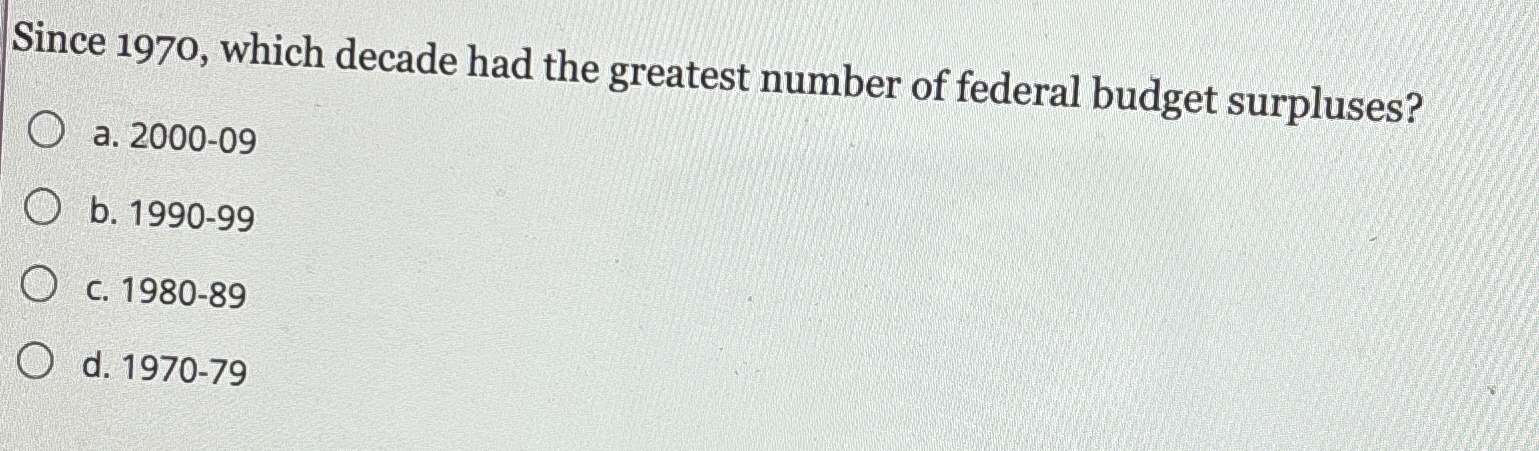 Solved Since 1970, ﻿which decade had the greatest number of | Chegg.com
