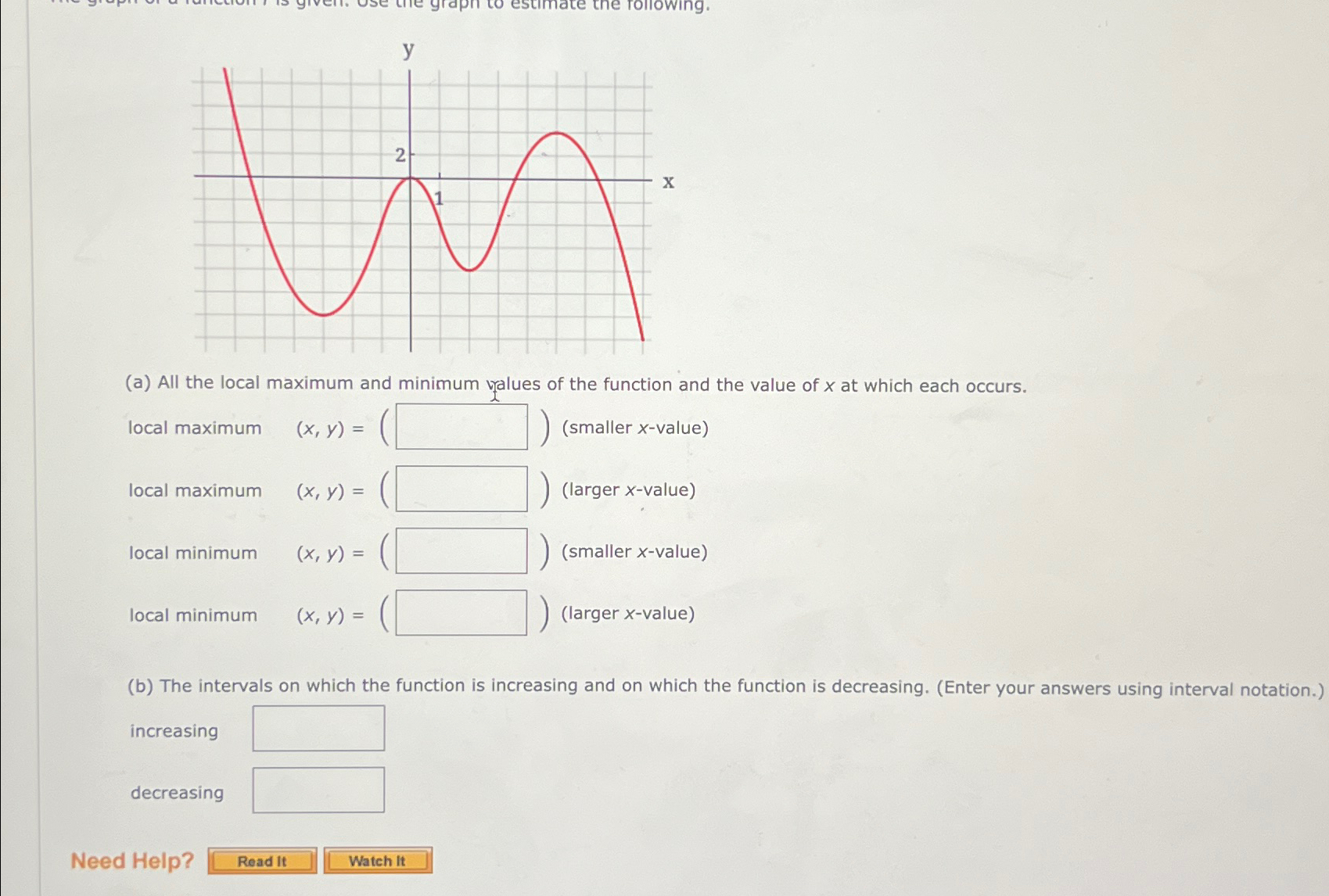 (a) ﻿All the local maximum and minimum yyalues of the | Chegg.com