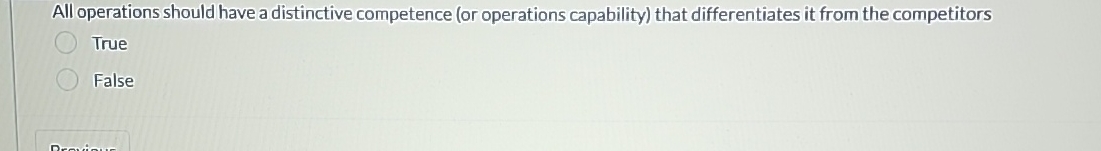Solved All operations should have a distinctive competence | Chegg.com