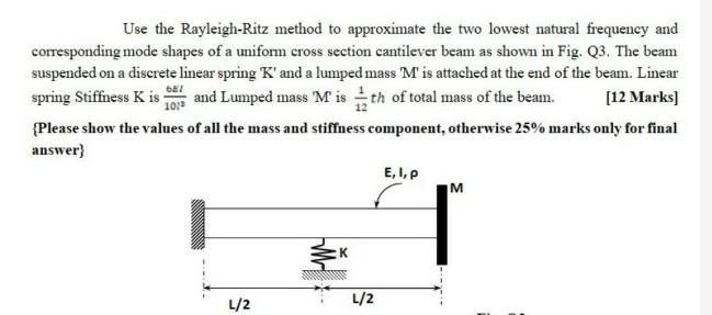 Solved Use the Rayleigh-Ritz method to approximate the two | Chegg.com