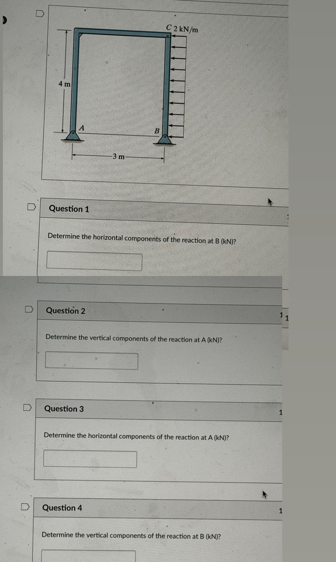 Solved Question 1Determine the horizontal components of the | Chegg.com