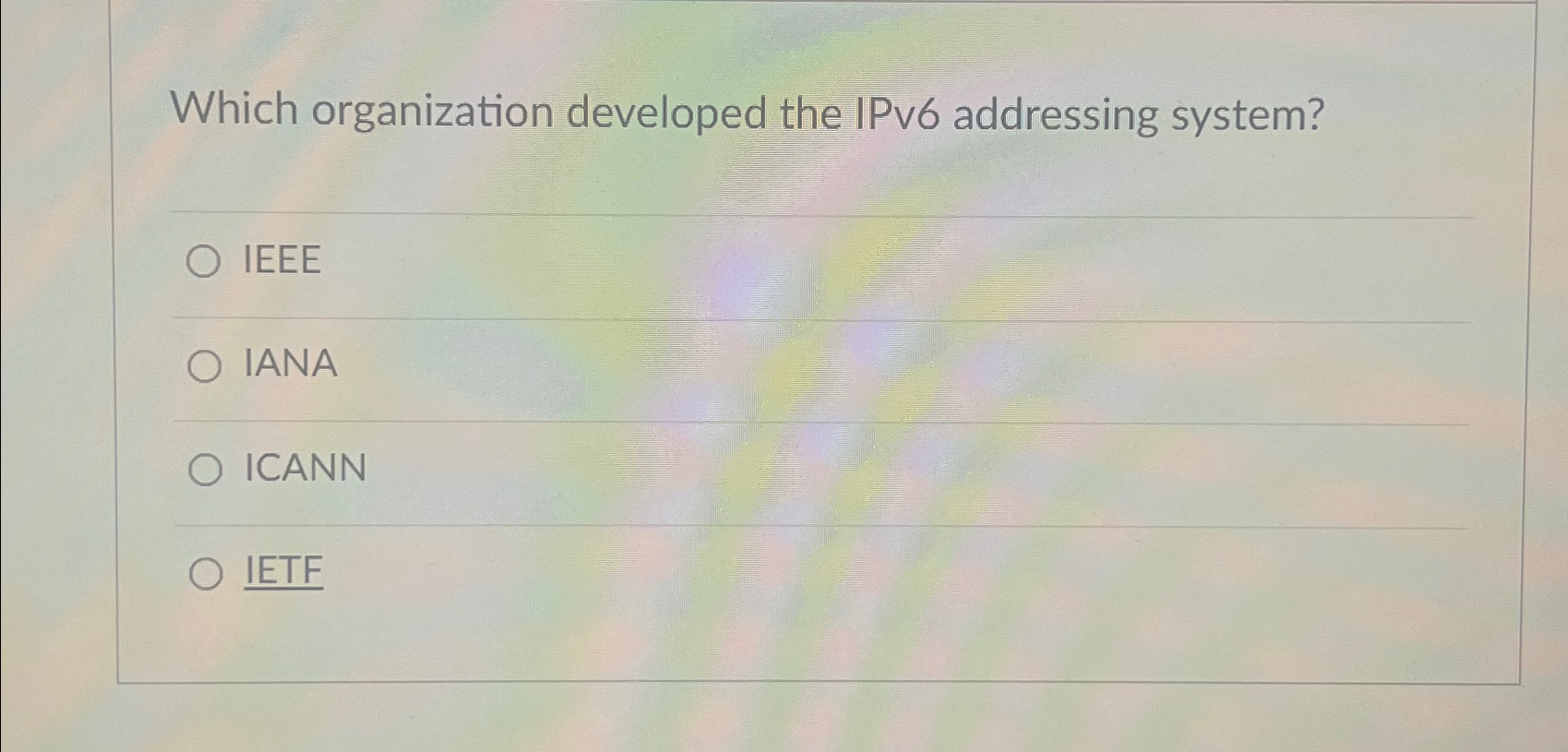 Solved Which organization developed the IPv6 ﻿addressing | Chegg.com