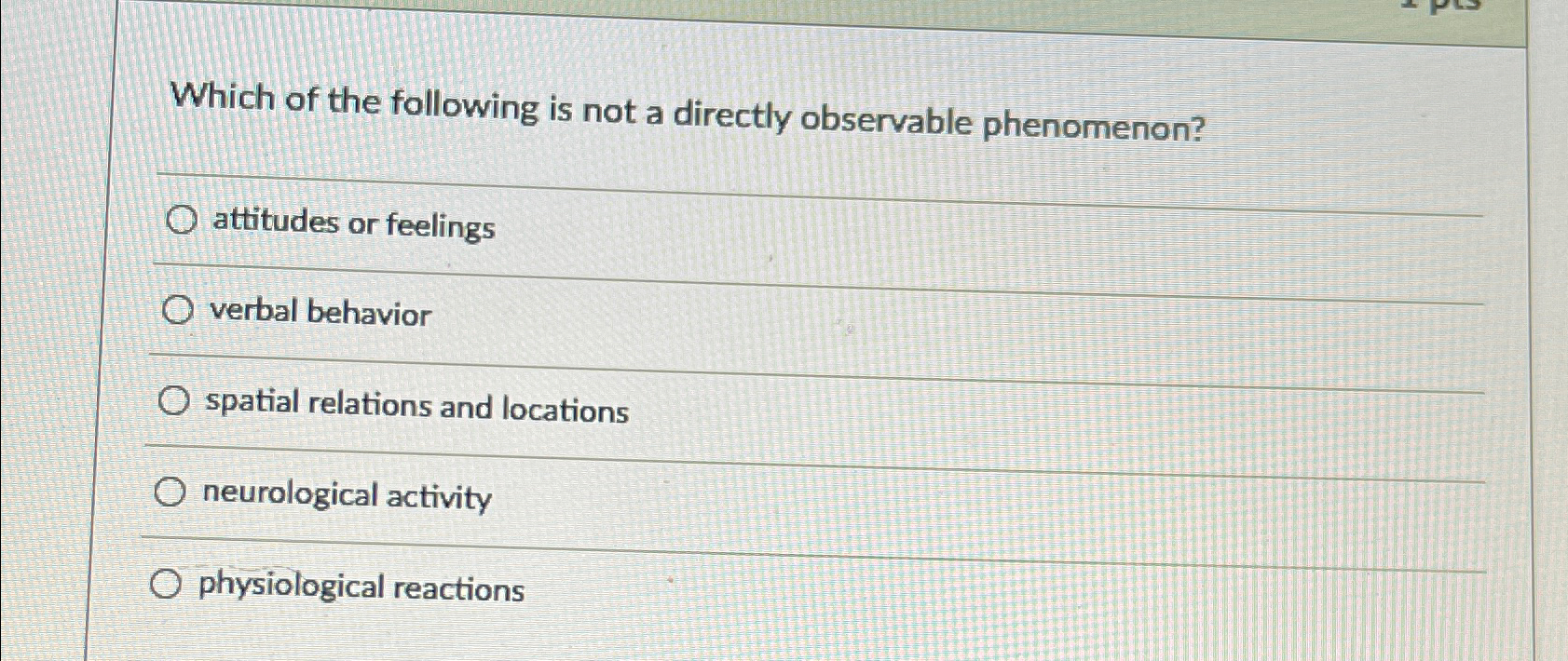 Solved Which of the following is not a directly observable | Chegg.com